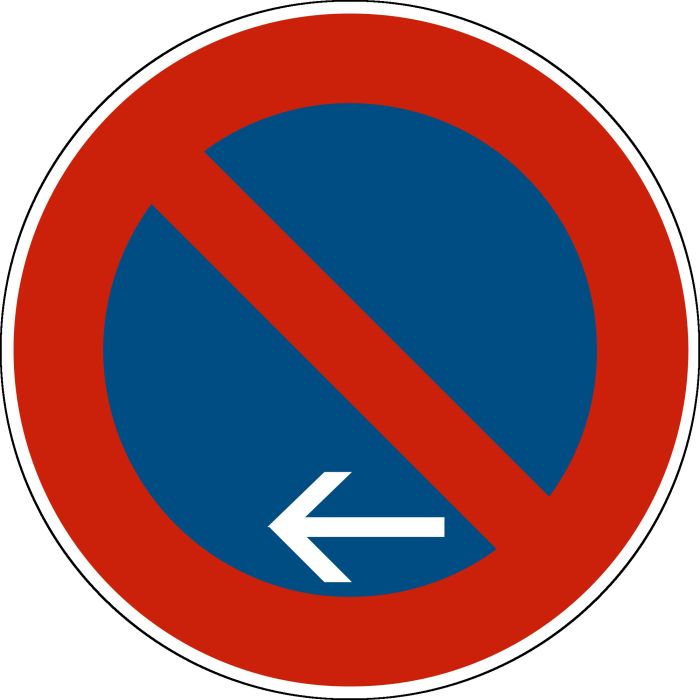 Halteverbotsschild "Eingeschränktes Halteverbot Ende, Aufstellung links ...