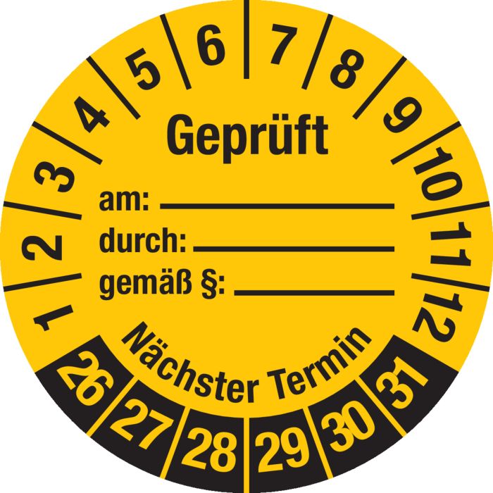 Prüfplakette - Mehrjahresplakette "Geprüft am/durch/gemäß - Nächster ...