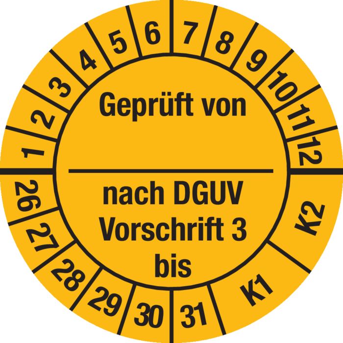 Prüfplakette - Mehrjahresplakette "Geprüft von - nach DGUV Vorschrift 3 ...
