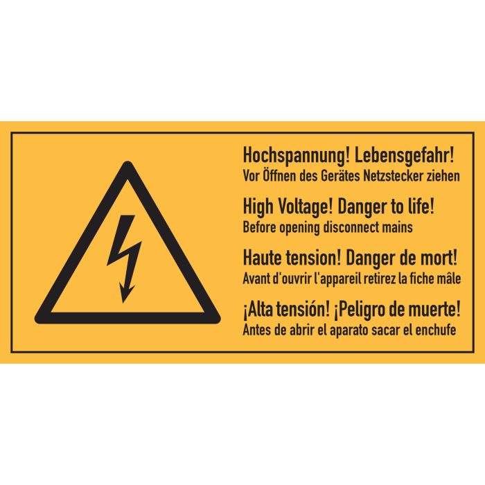 Warnzeichen Kombischild "Hochspannung! Lebensgefahr! Vor Öffnen des ...