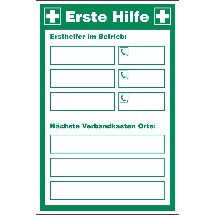 Sicherheitsaushang "Erste-Hilfe - Ersthelfer", Kunststoff (1 mm), 200 x ...