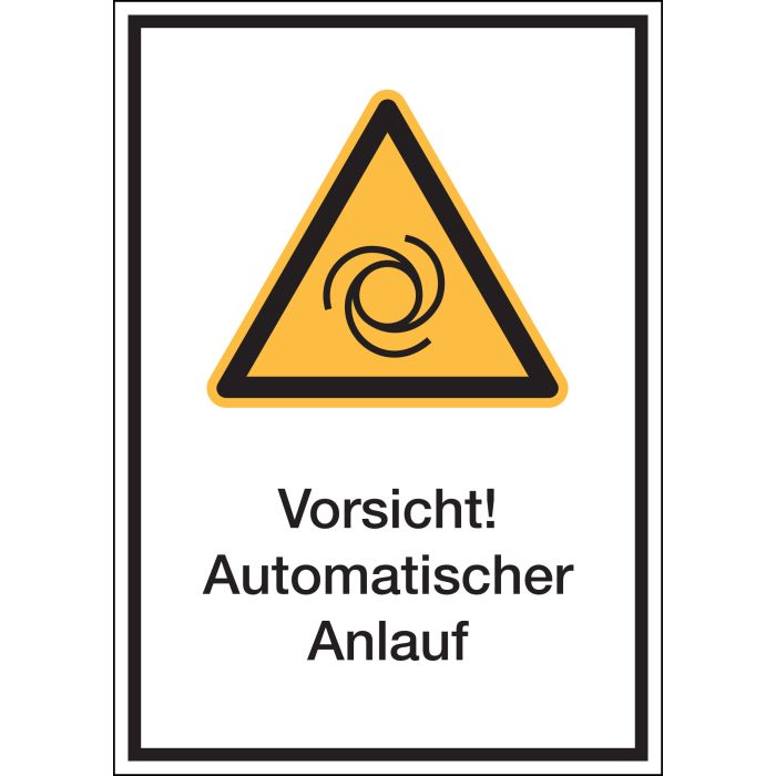 Warnzeichen "Vorsicht! Automatischer Anlauf" [W018], ASR A1.3 / ISO ...