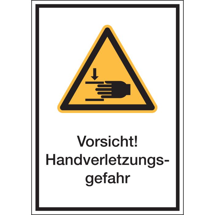 Warnzeichen "Vorsicht! Handverletzungsgefahr" [W024], ASR A1.3 / ISO ...