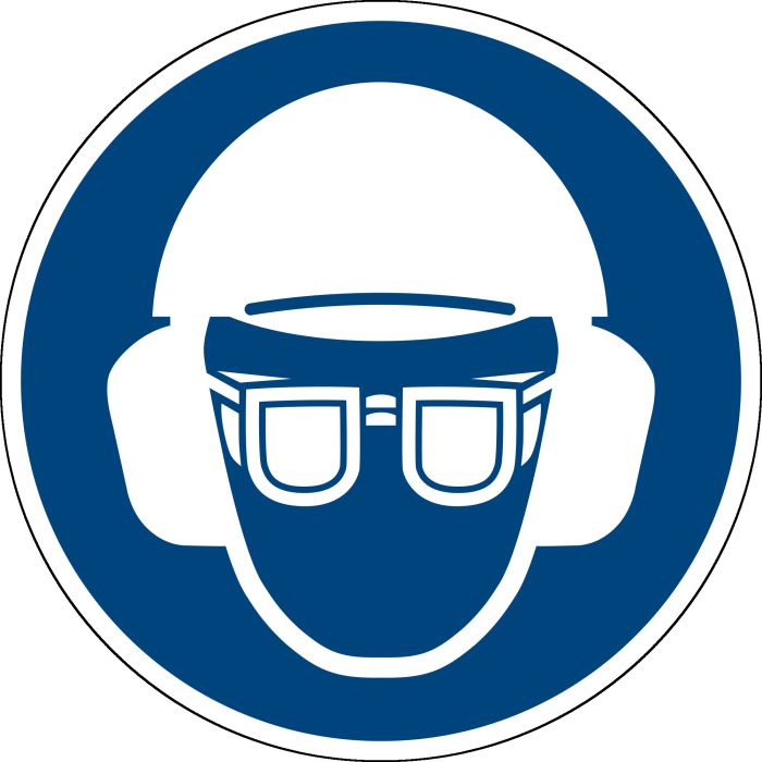 Gebotszeichen "Augen-, Gehör- und Kopfschutz benutzen", in Anlehnung an ...