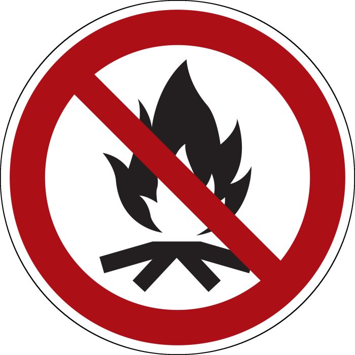 Verbotsschild "Lagerfeuer verboten" [P045], ISO 7010 - Marahrens