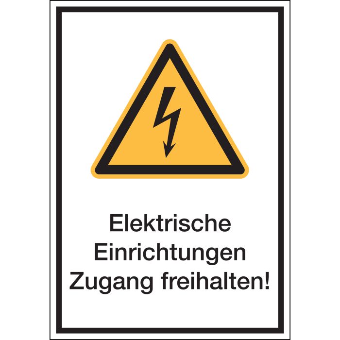 Warnzeichen "Elektrische Einrichtungen Zugang freihalten!" [W012], ASR ...
