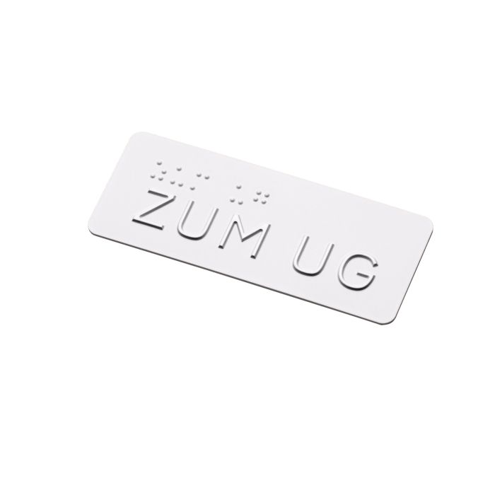 Taktiles Handlaufschild "zum UG" (Untergeschoss), Braille- und ...