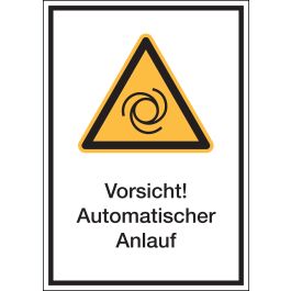 Warnzeichen "Vorsicht! Automatischer Anlauf" [W018], ASR A1.3 / ISO ...